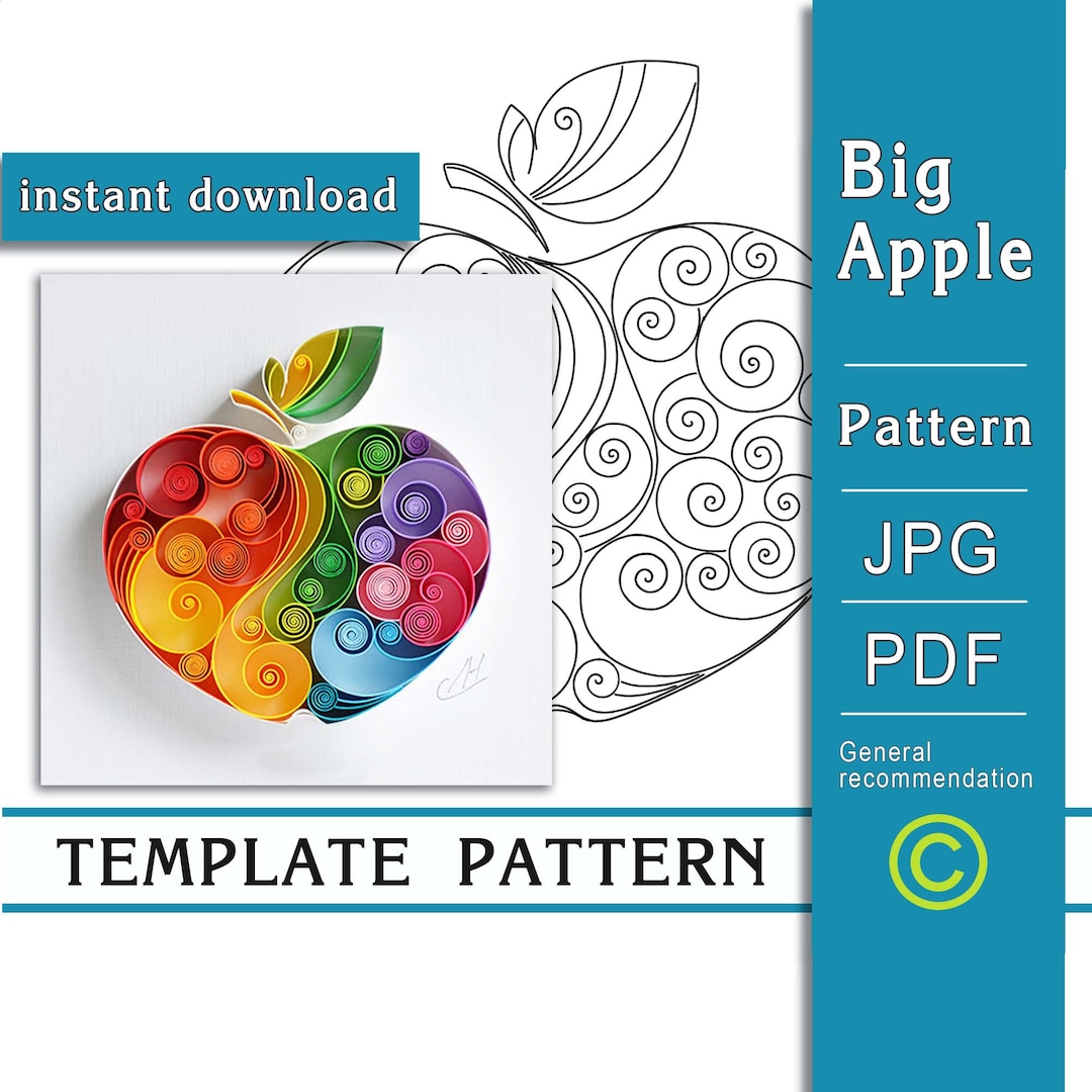 Big Apple / Quilling Paper Art/ ONLY Template / ONLY Pattern / General ...