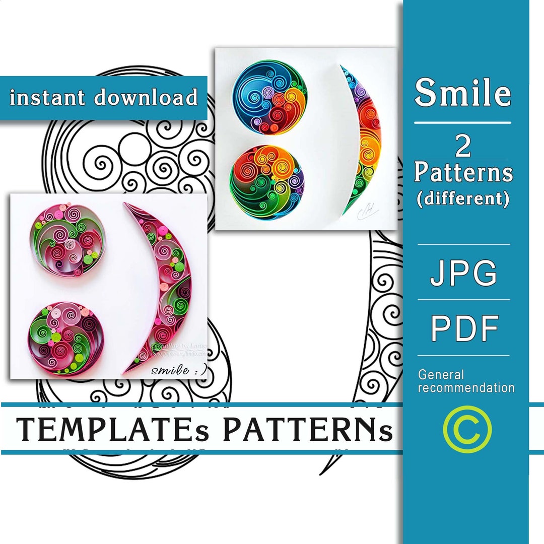 Smile / Quilling Paper Art/ ONLY 2 Template / ONLY 2 Pattern / General ...