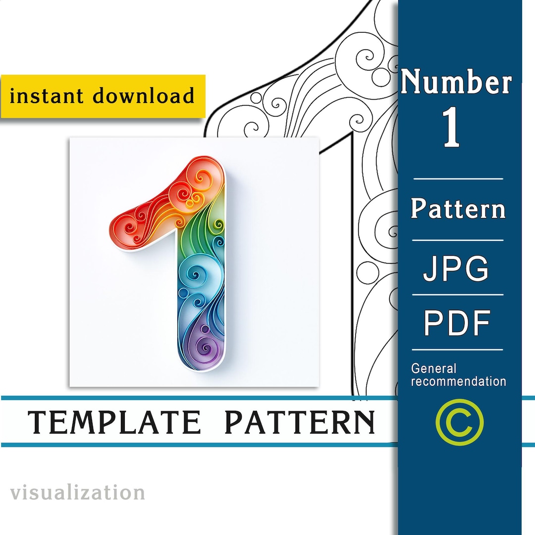 Quilling Number 1 Template – Paper Craft DIY Decor (digital Download) 5 ...