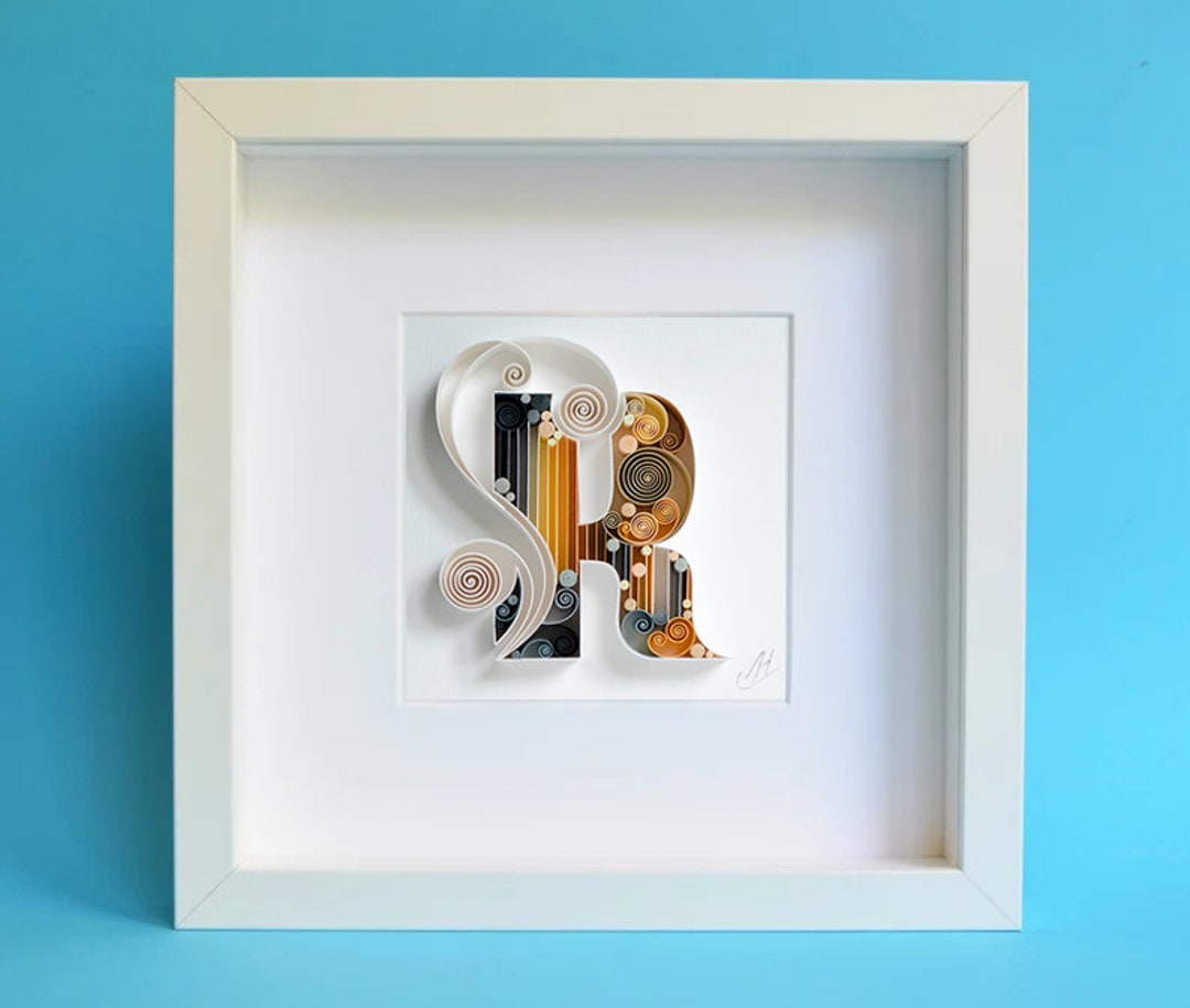 Letter R Quilling Wall Paper Art Monogram Framed - Etsy