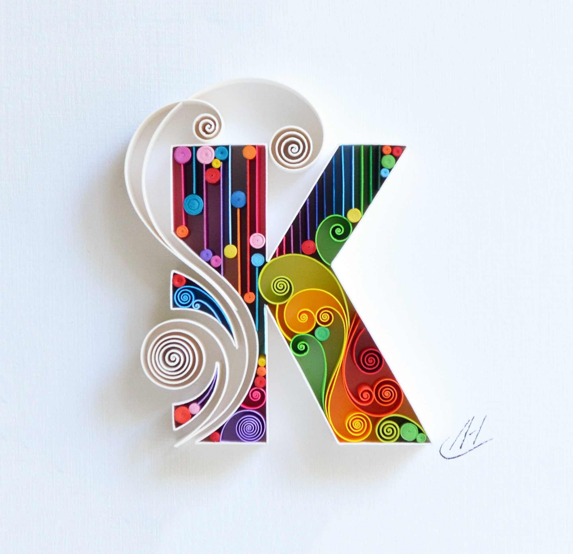 K Quilling wall paper art Letter K Personalised Custom | Etsy