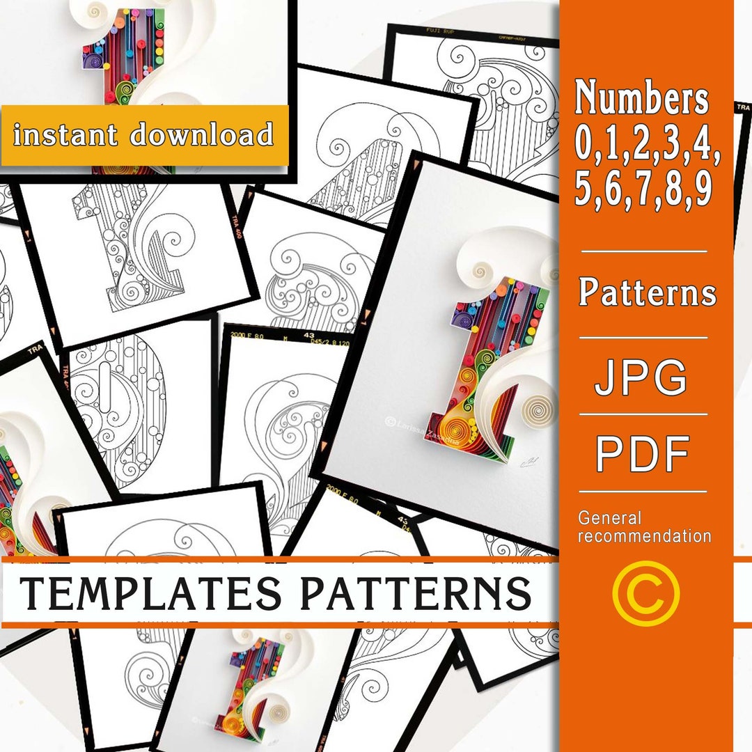 Quilling Numbers 0–9 Set / Paper Art Templates and Patterns for DIY ...