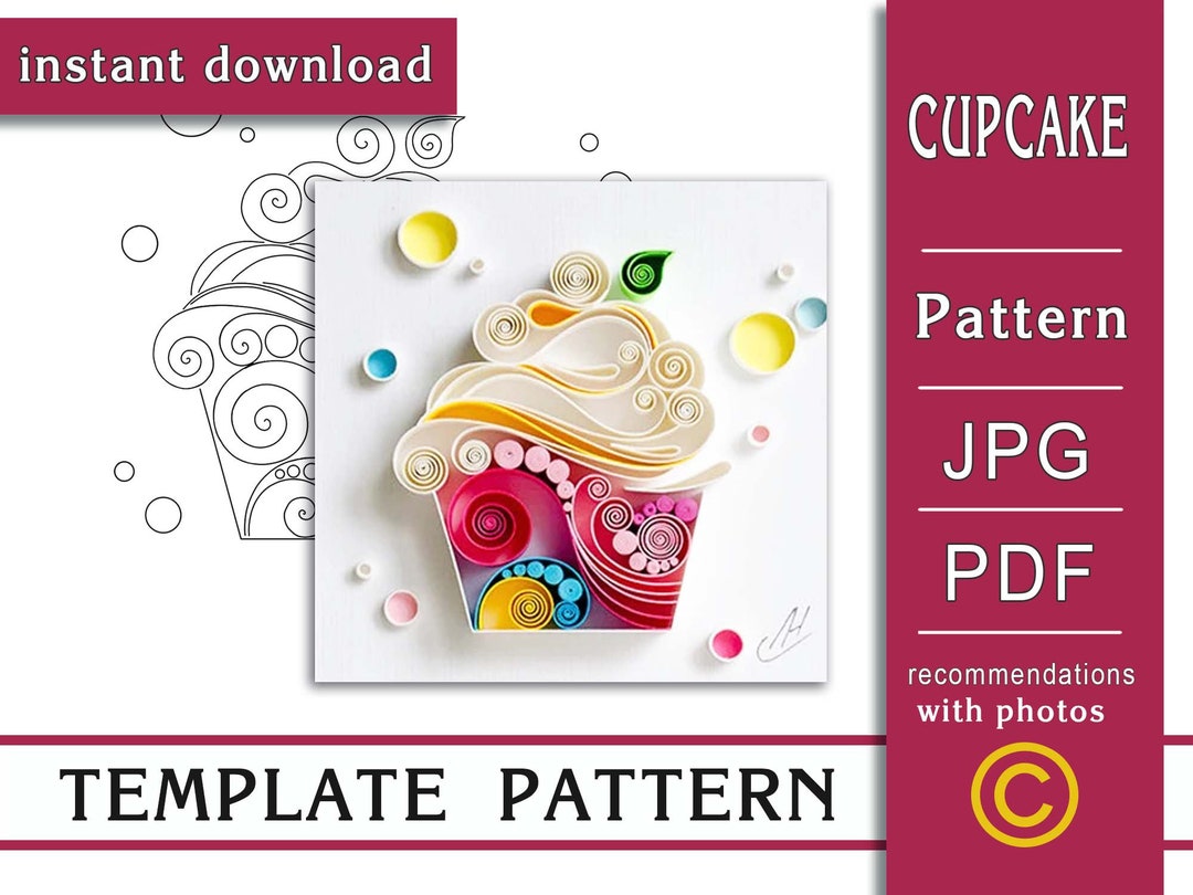 Cupcake / Quilling Paper Art / ONLY Template / ONLY Pattern / - Etsy