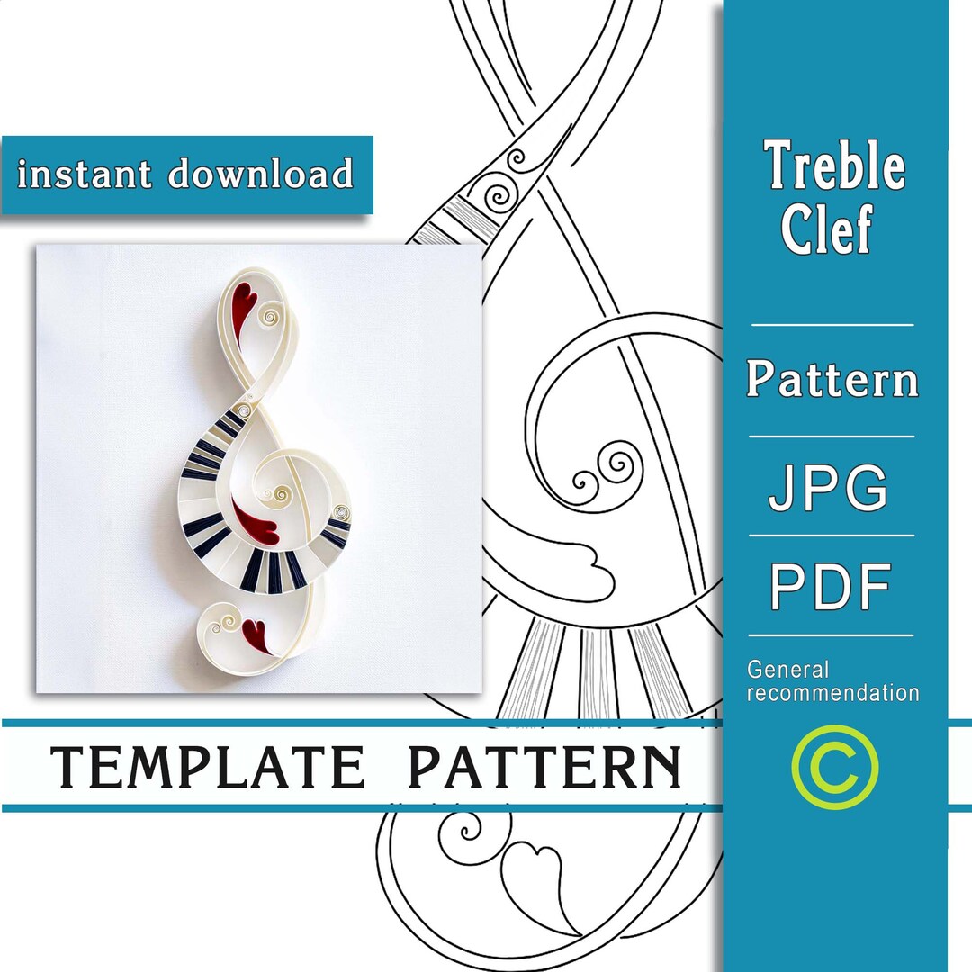 Treble Clef / Quilling Paper Art / ONLY Template / ONLY Pattern ...