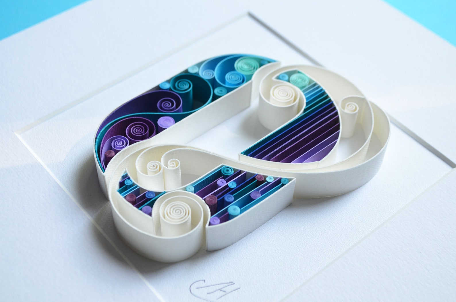 Letter O Quilling wall paper art Custom Framed Monogram | Etsy