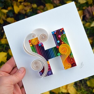 Letter H, Quilling Wall Paper Art, Monogram, Framed, Personalized ...