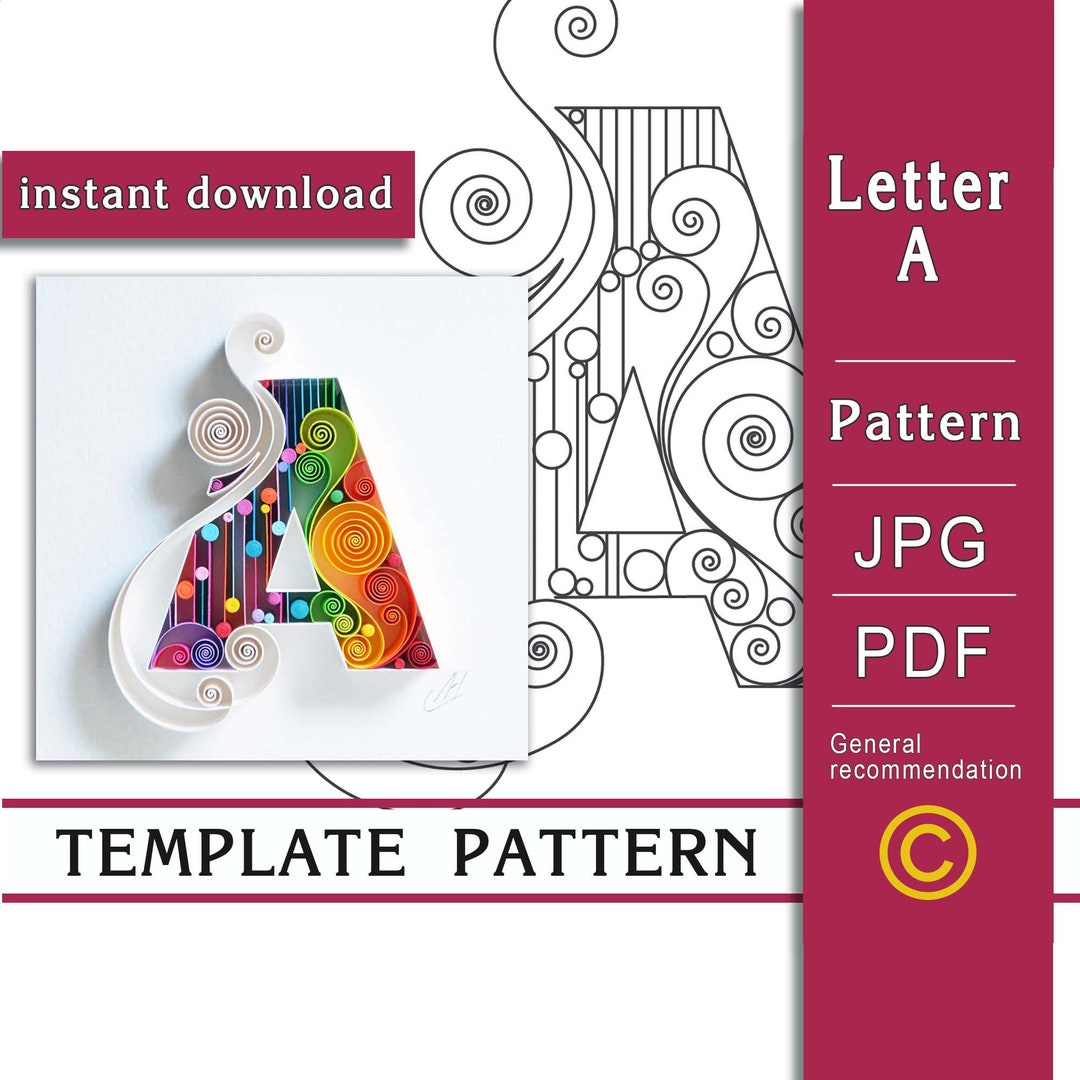 Letter A / Quilling Paper Art / ONLY Template / ONLY Pattern / General ...
