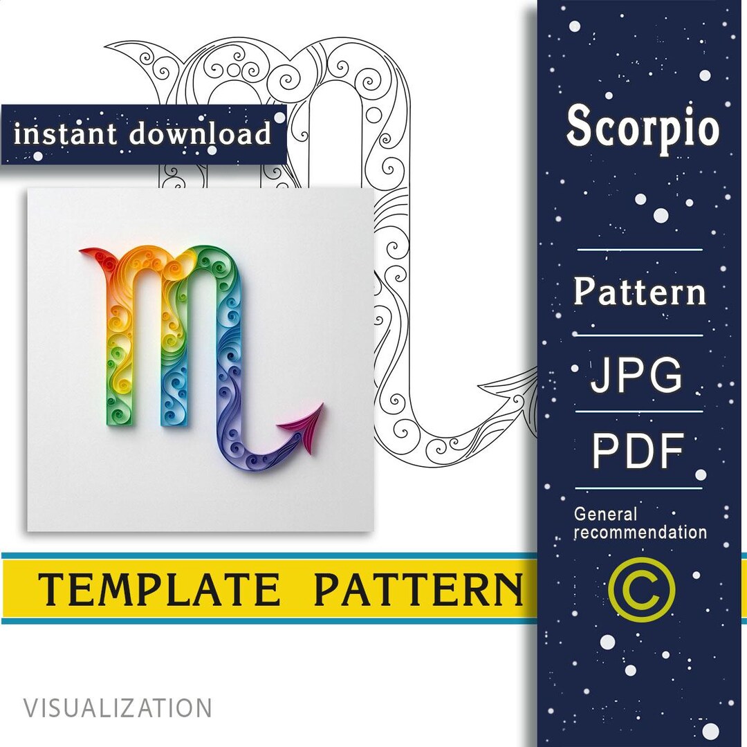 Scorpio Zodiac Quilling Template – Paper Craft Pattern (PDF & JPG ...
