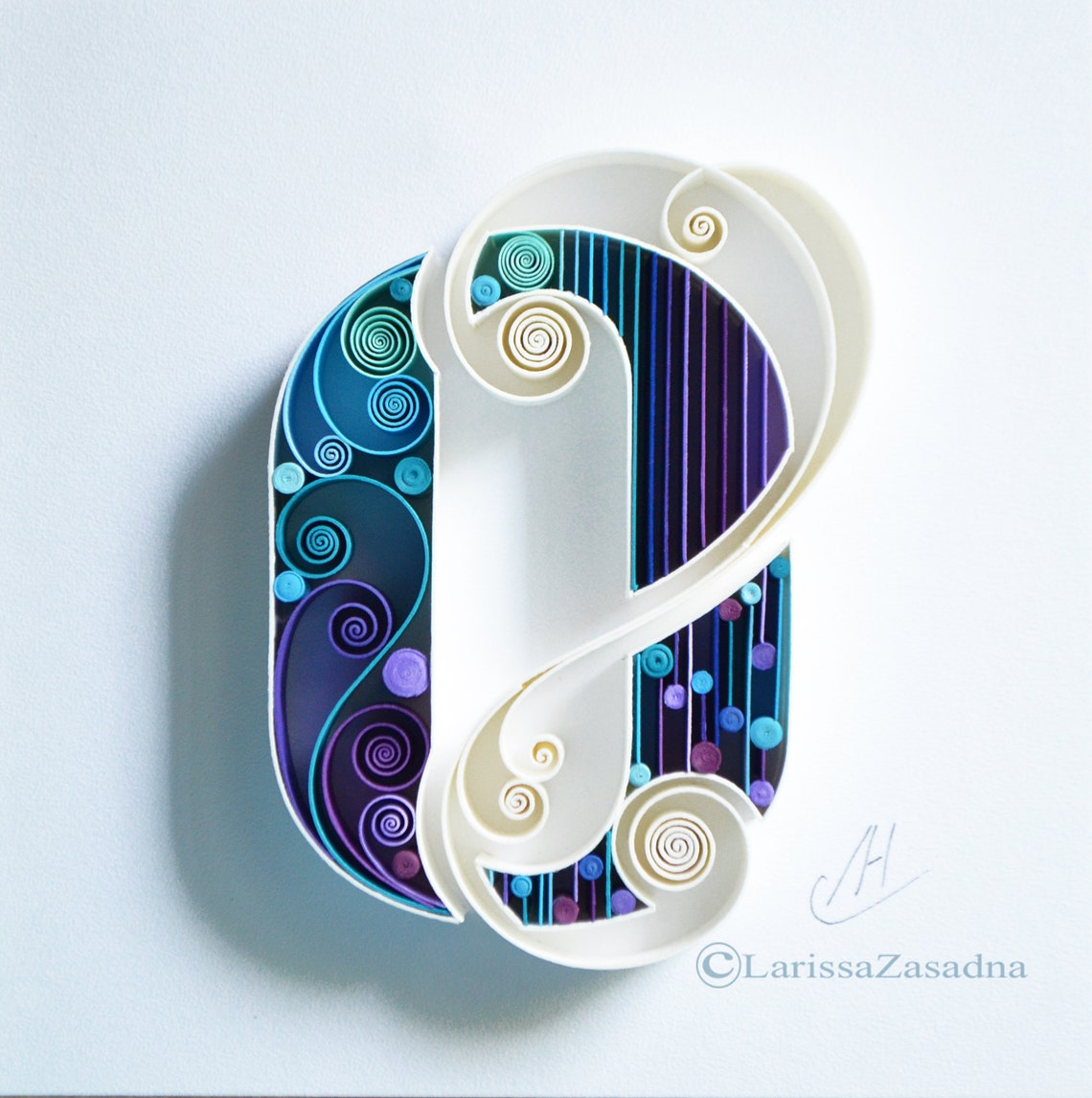 Letter O Quilling wall paper art Custom Framed Monogram | Etsy