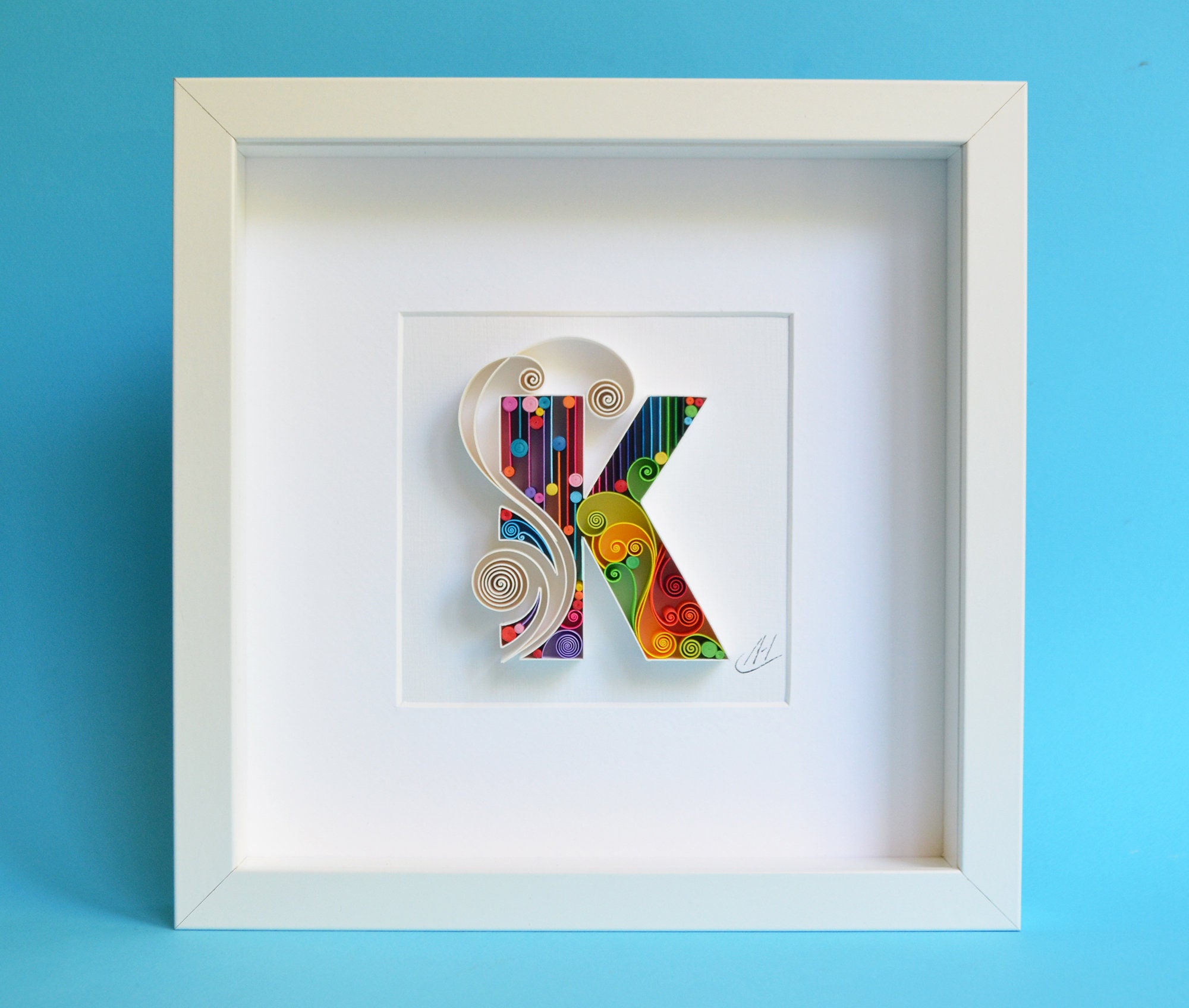 K Quilling wall paper art Letter K Personalised Custom | Etsy