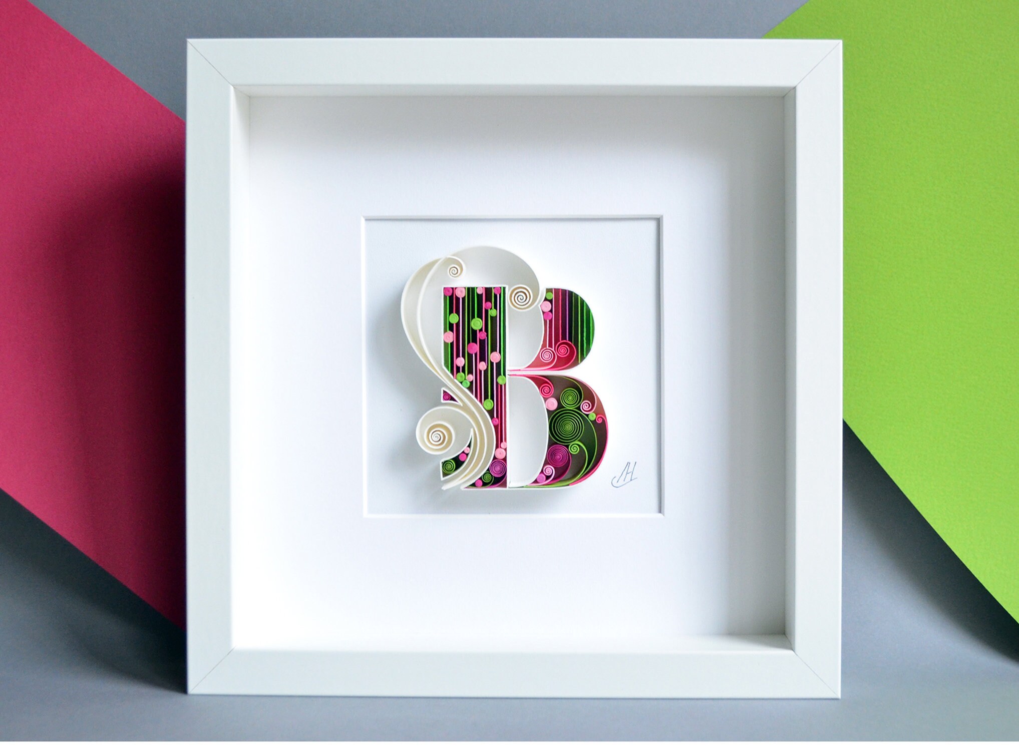 B Quilling wall paper art Letter B Custom letter paper | Etsy