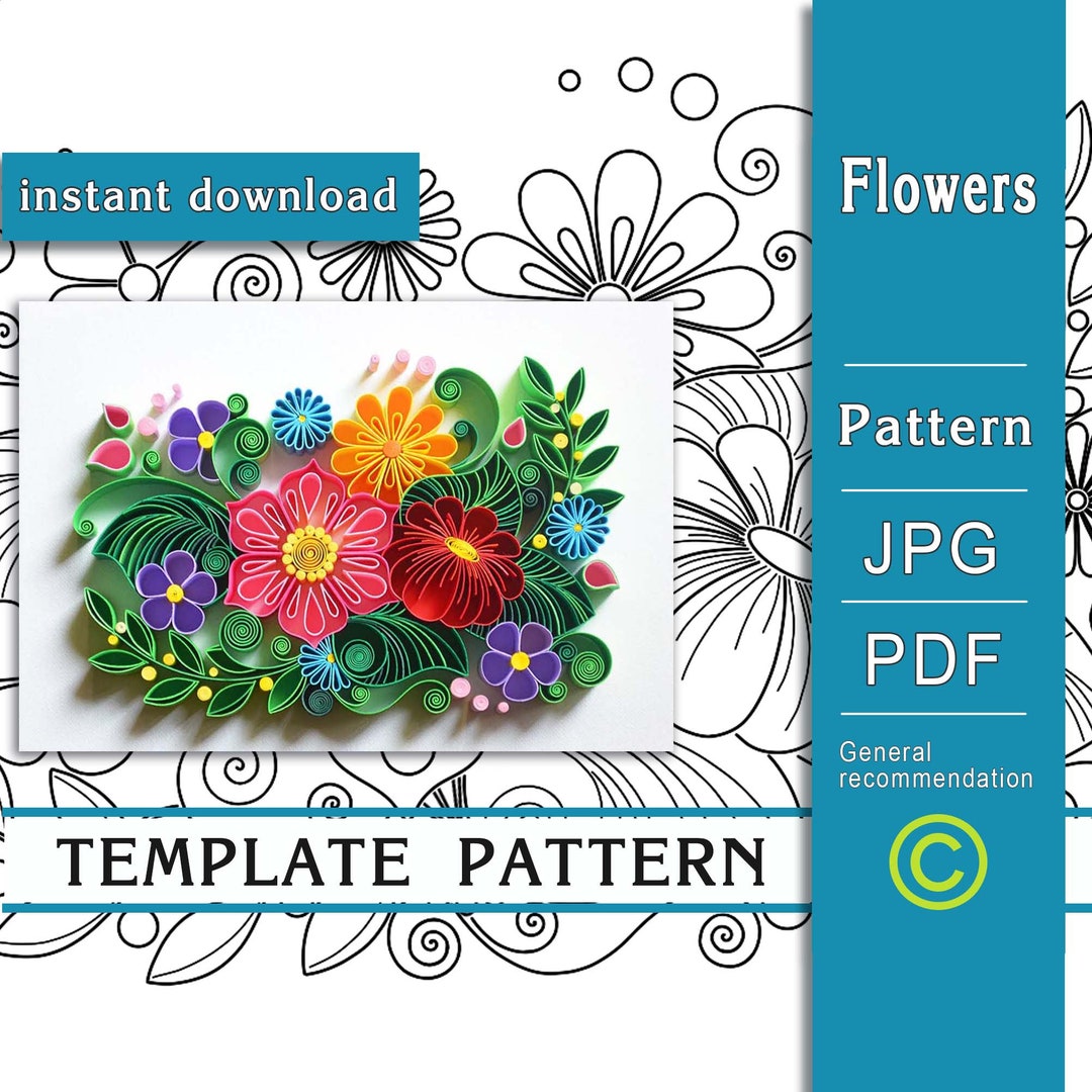 Quilled Flowers / Quilling Paper Art / ONLY Pattern / ONLY Template ...