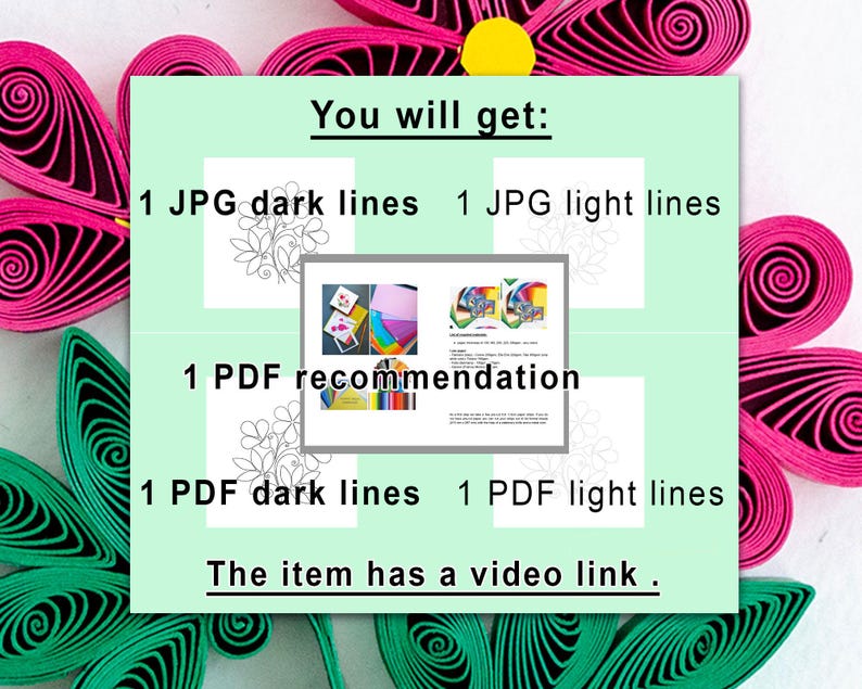 Quilling Flower Card Template – DIY Tutorial Paper Craft (PDF Pattern ...