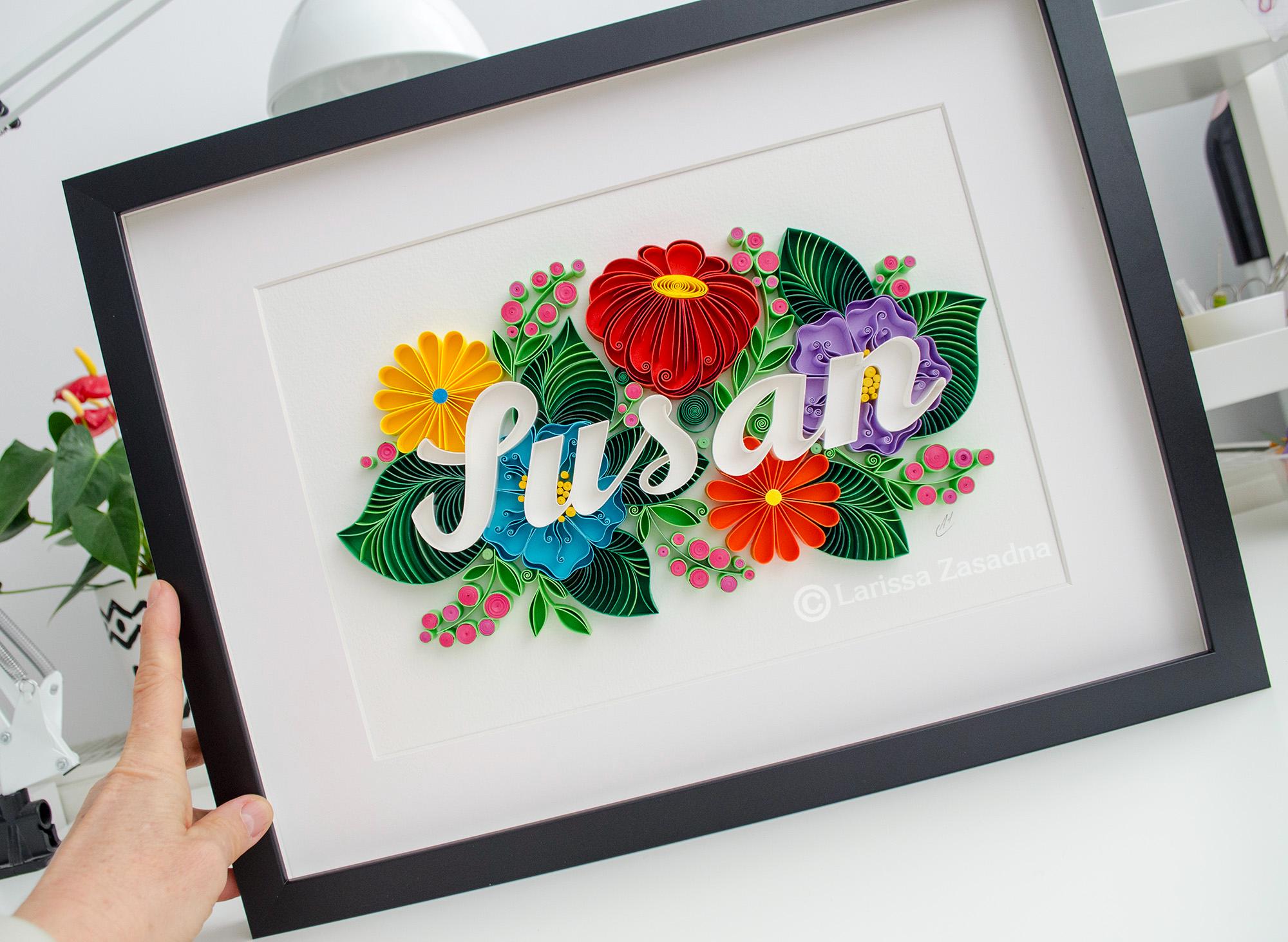 Name Susan Quilling Paper Art / Framed Art / 3D Wall / Unique ...