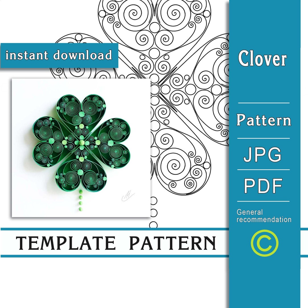 Clover / Shamrock / Quilling Paper Art/ ONLY Template / ONLY Pattern ...
