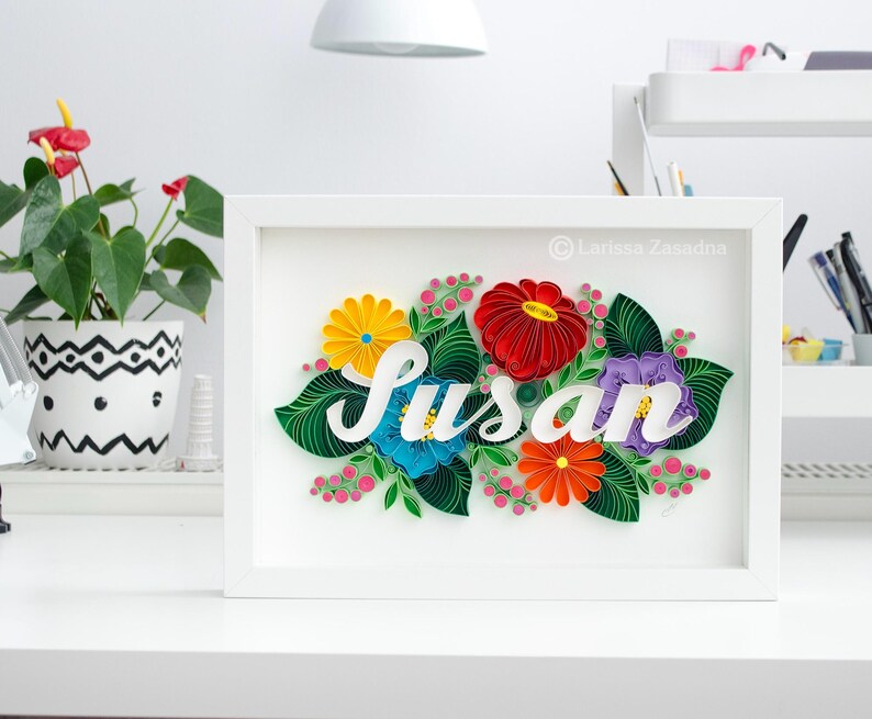 Name Susan Quilling Paper Art / Framed Art / 3D Wall / Unique ...
