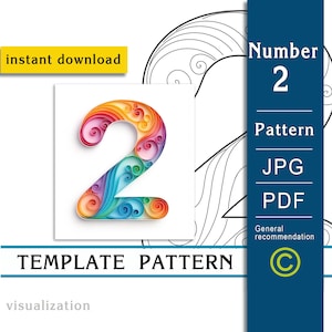 Quilling Number 2 Template - Etsy