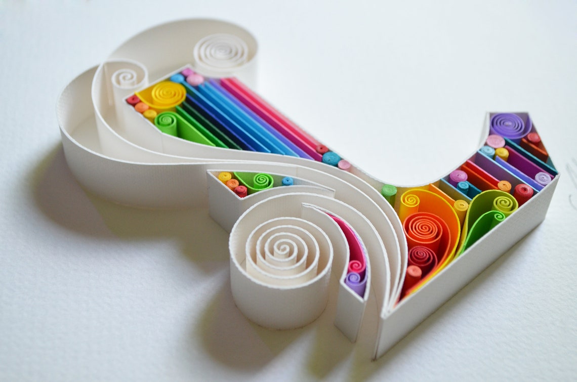 Letter L/Quilling wall paper art/Custom/paper art L | Etsy