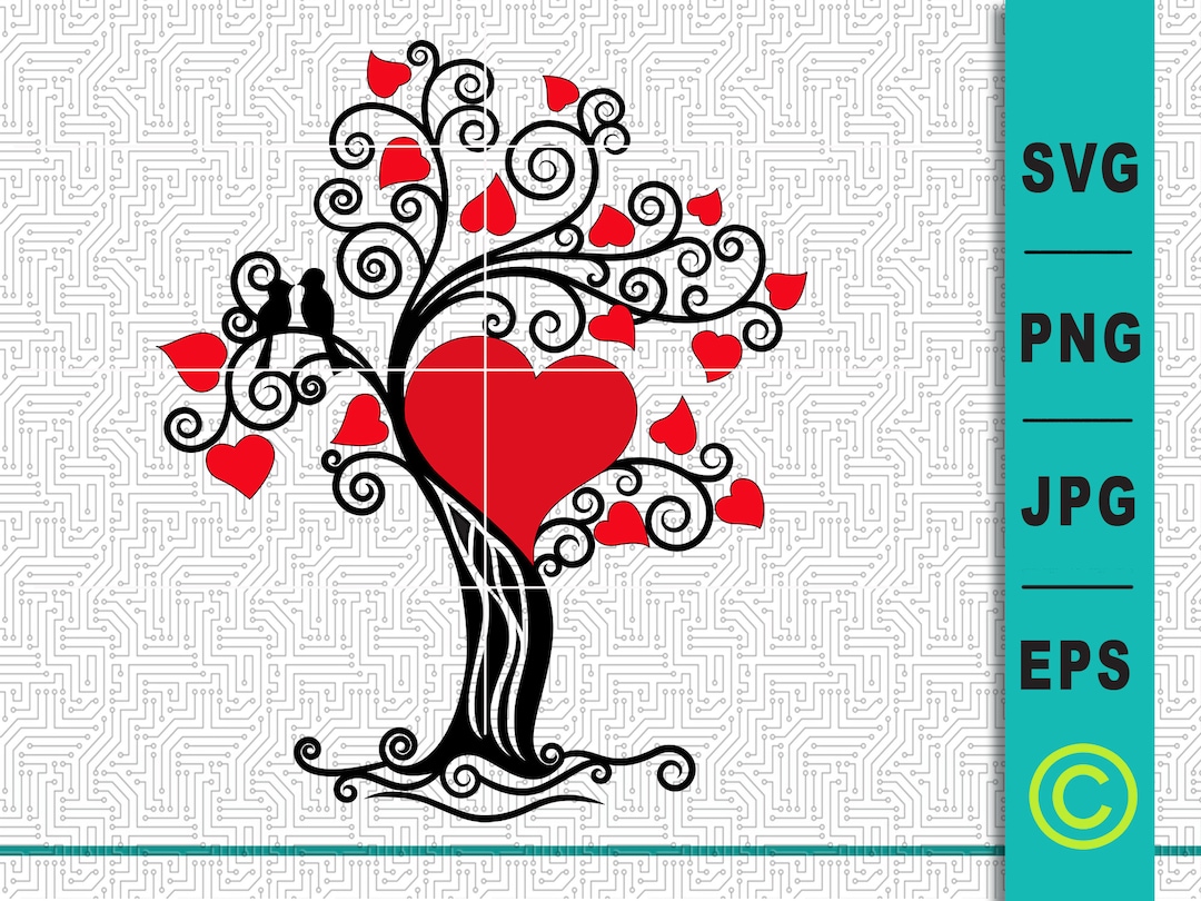 Tree of Love, Love Birds SVG EPS, Wedding Svg, Guest Book Tree Svg, PNG ...