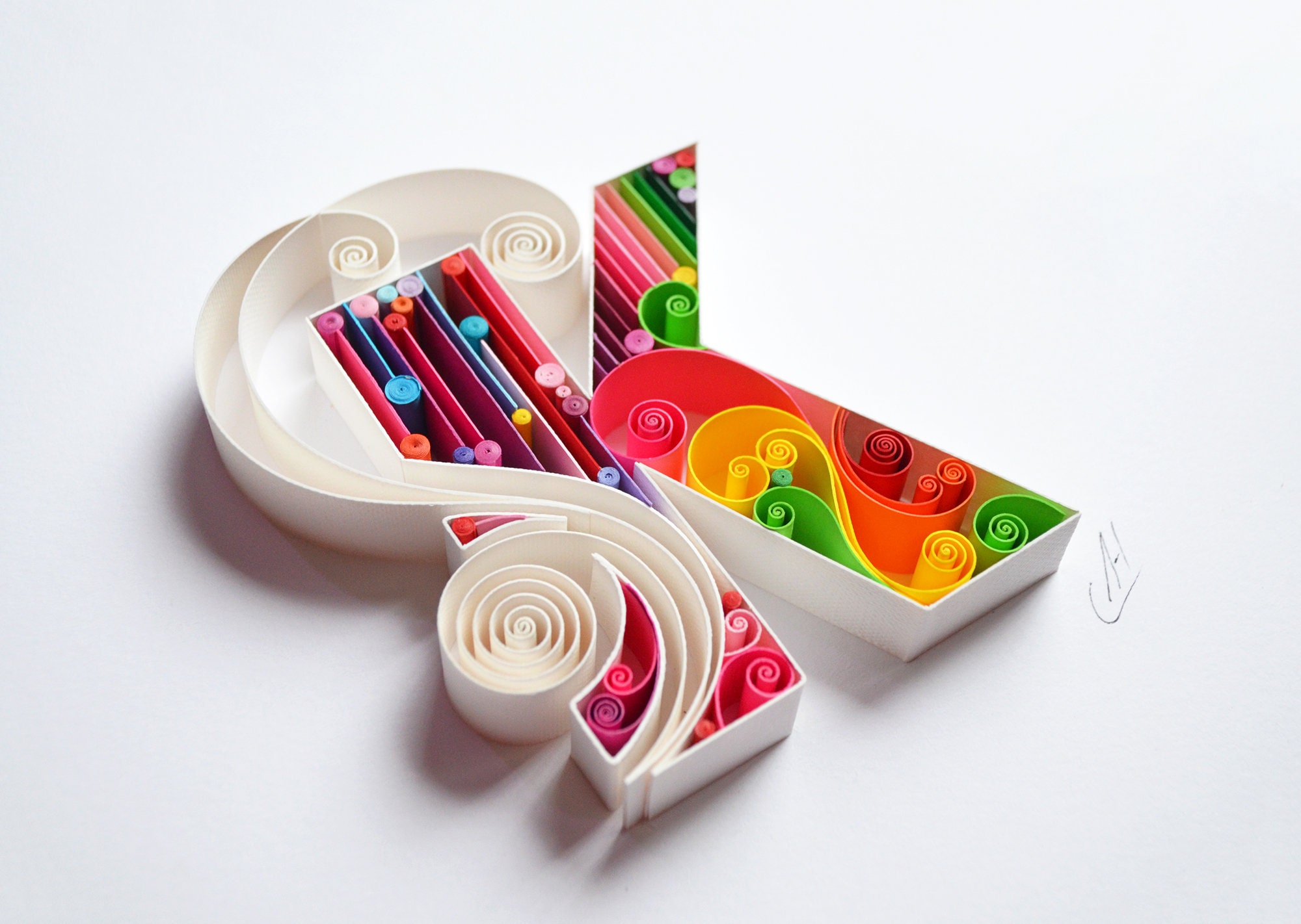 K Quilling wall paper art Letter K Personalised Custom | Etsy