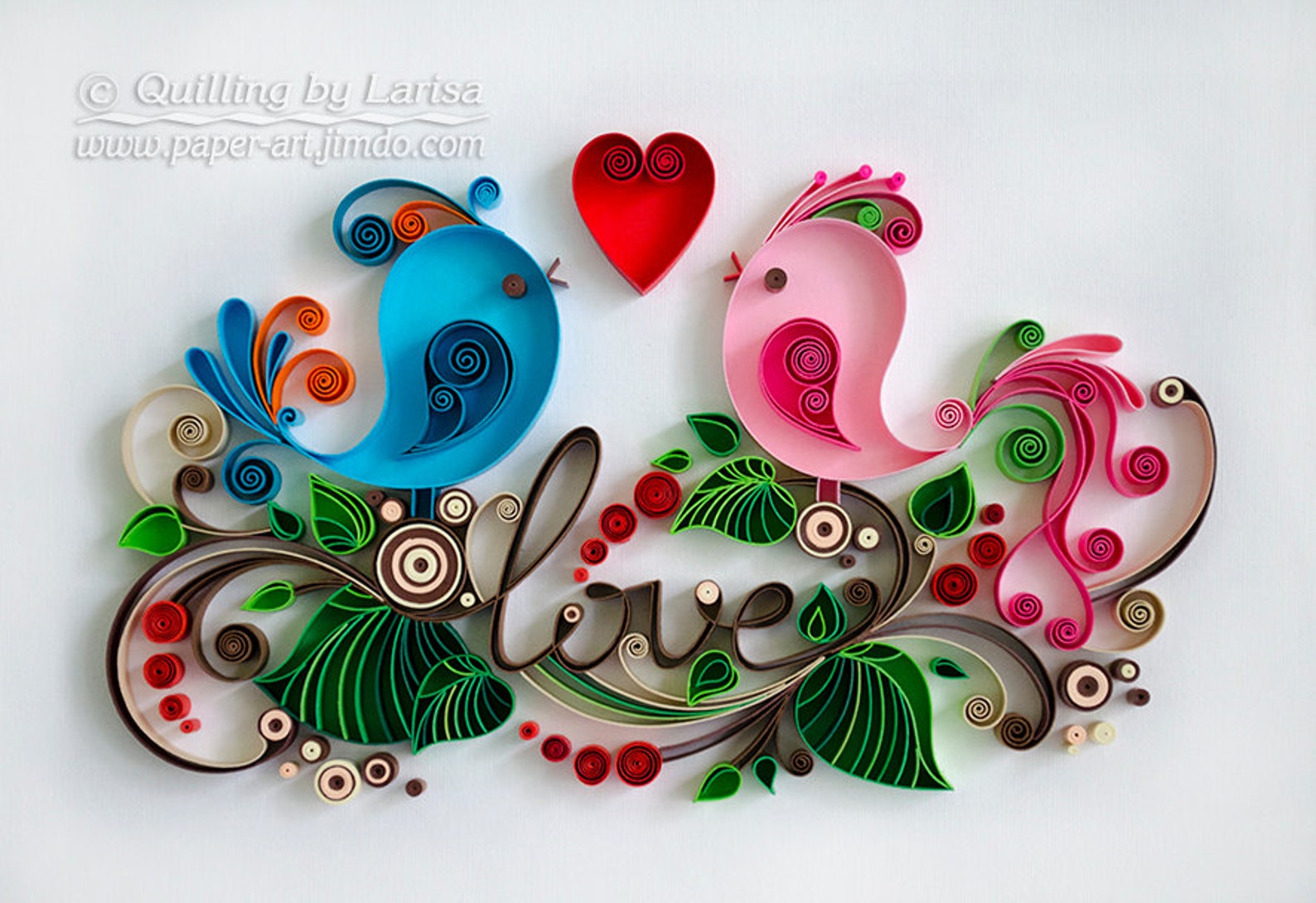 Quilling wall art Quilling art Paper quilling Love Birds | Etsy