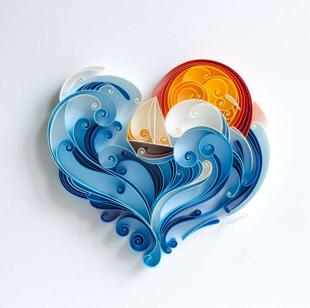 Sailor's Heart, Sailboat - Ship - Quilling Paper Wall Art - 3D Paper ...