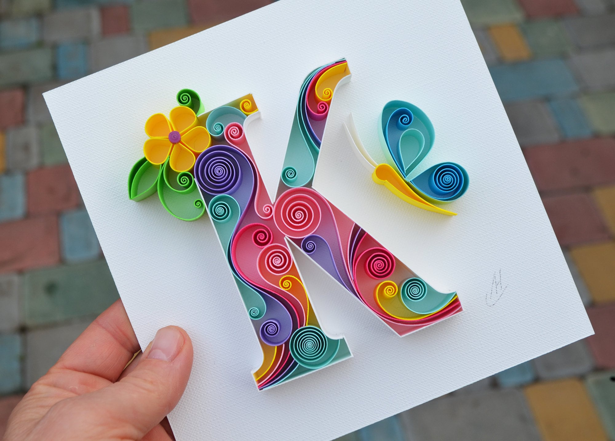 Letter K - Quilling Wall Paper Art, Custom, Framed, Monogram ...