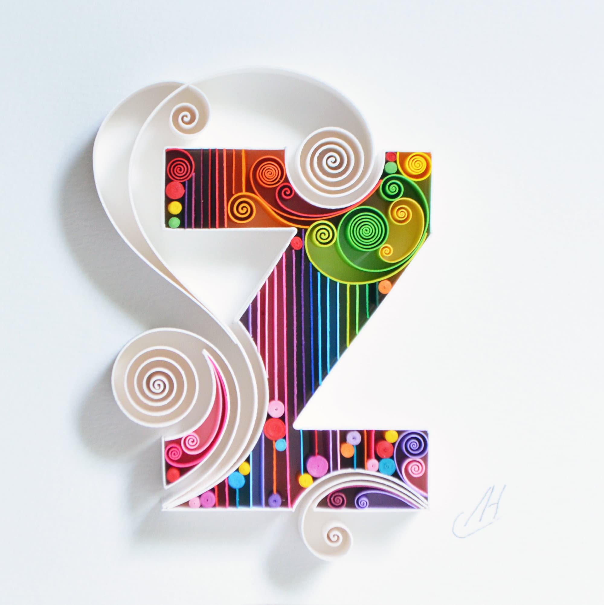 Letter Z Quilling Wall Paper Art Custom Monogram | Etsy