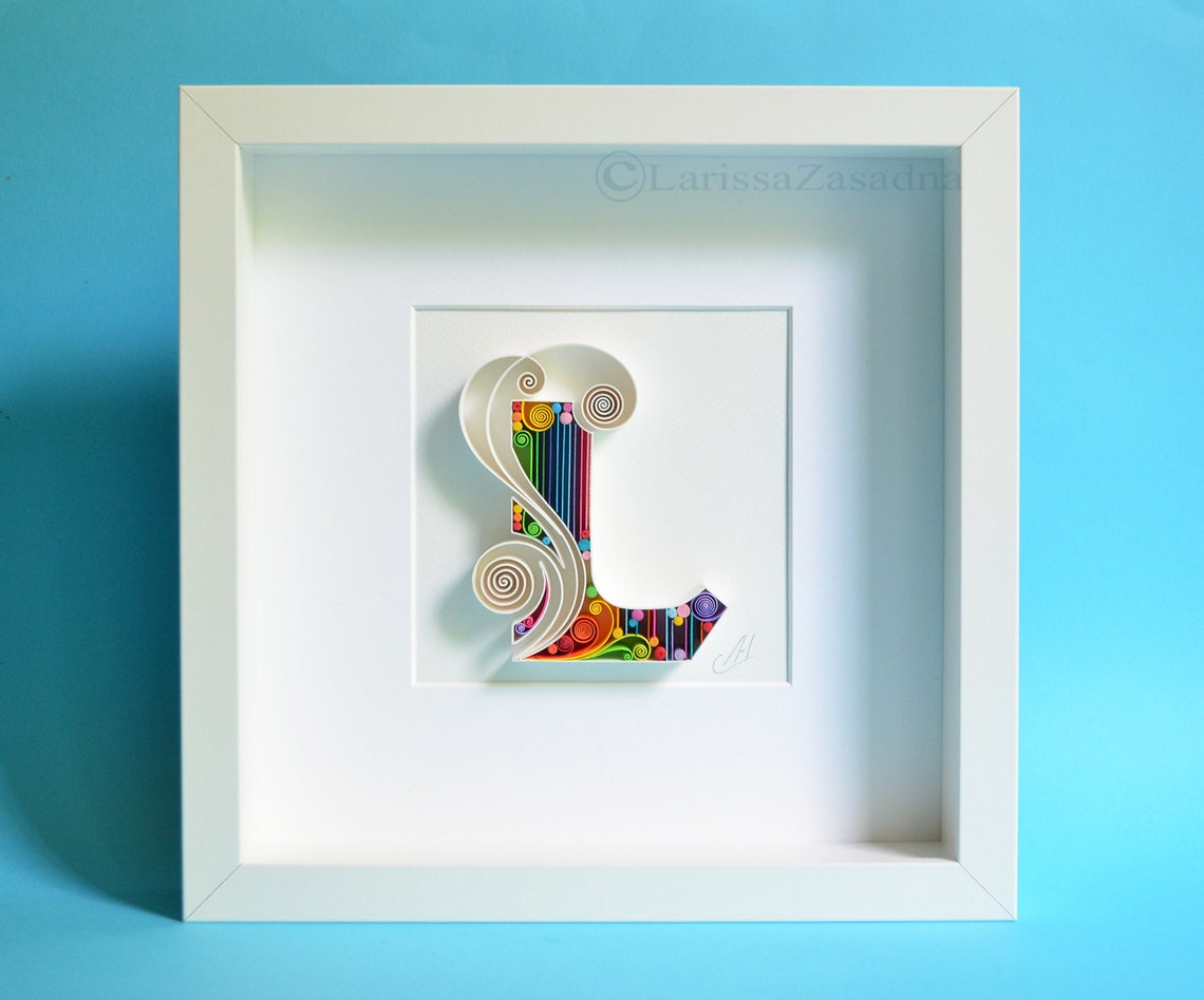 Letter L/Quilling wall paper art/Custom/paper art L | Etsy