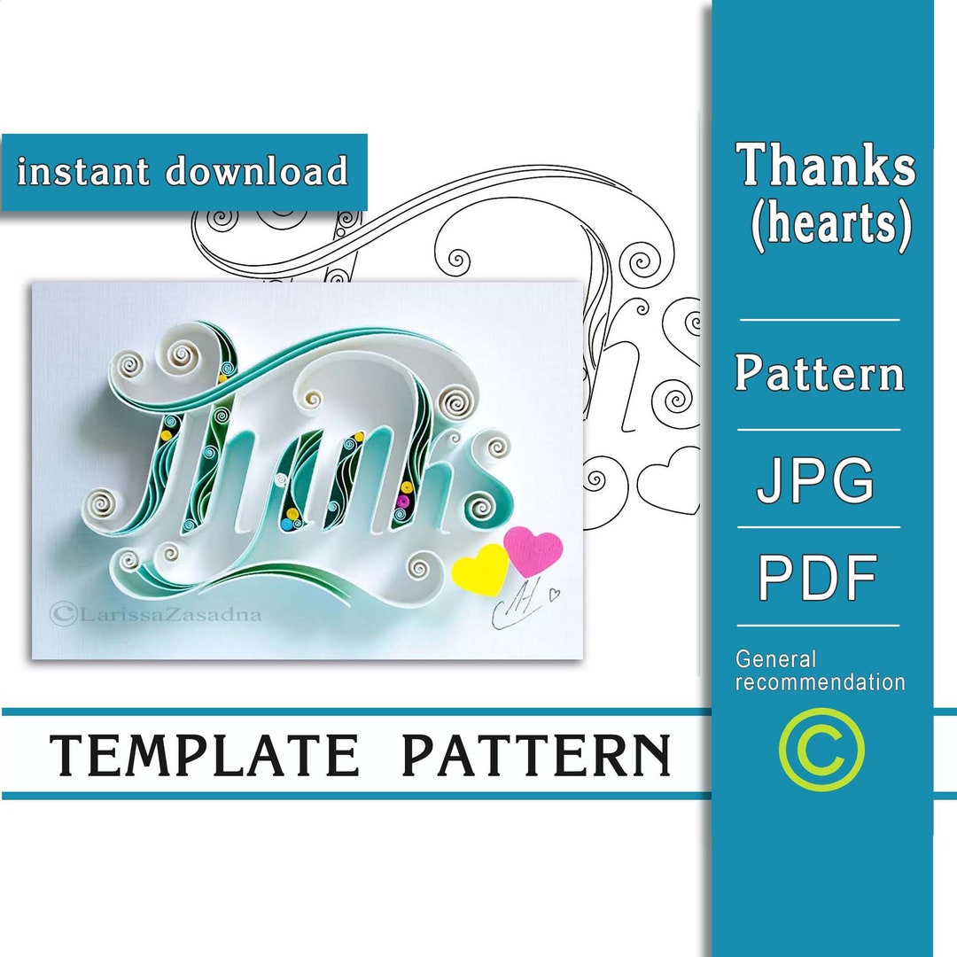 Thanks / Quilling Paper Art / ONLY Template / ONLY Pattern / General ...