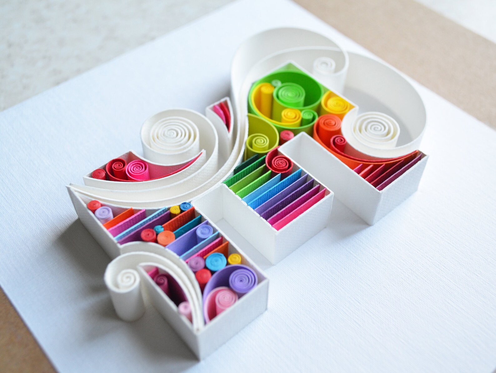 E Quilling wall paper art Letter E Wedding gift 1st | Etsy