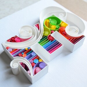 E, Quilling Wall Paper Art, Letter E, Wedding Gift, 1st Anniversary ...