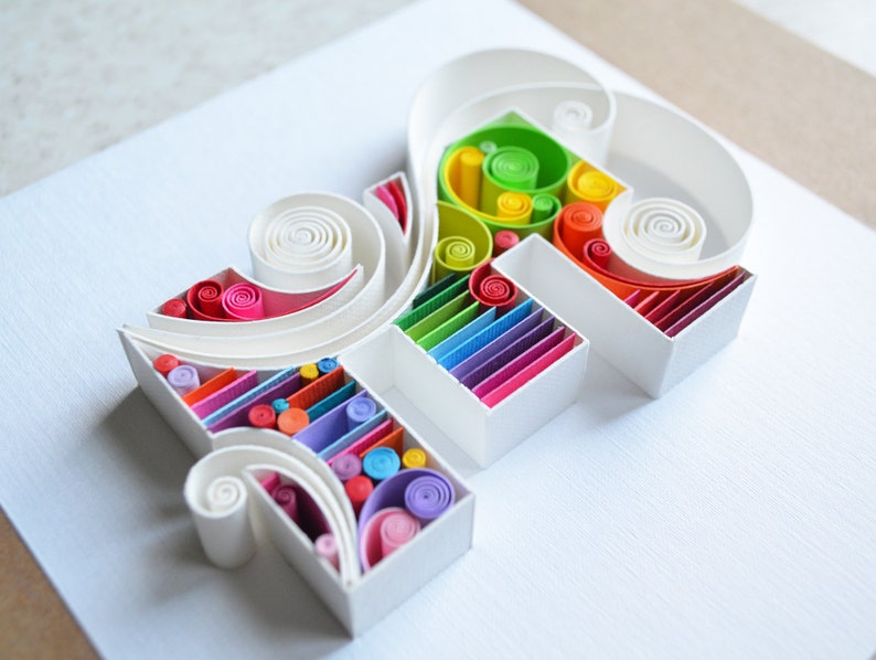 E Quilling wall paper art Letter E Wedding gift 1st | Etsy