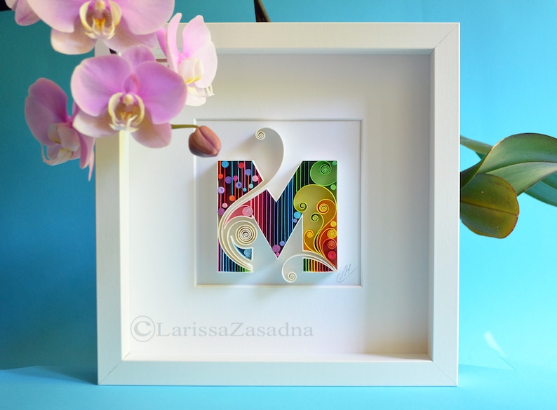 M Quilled Wall Paper Art Letter M Quilling Paper Art - Etsy