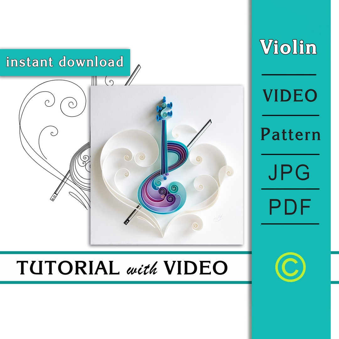Violin / How to Make / Pattern / Quilling Paper Art / Digital Tutorial ...