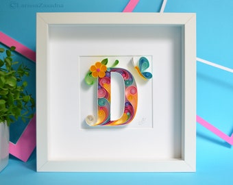 Letter R Quilling Wall Paper Art Custom Framed Monogram | Etsy