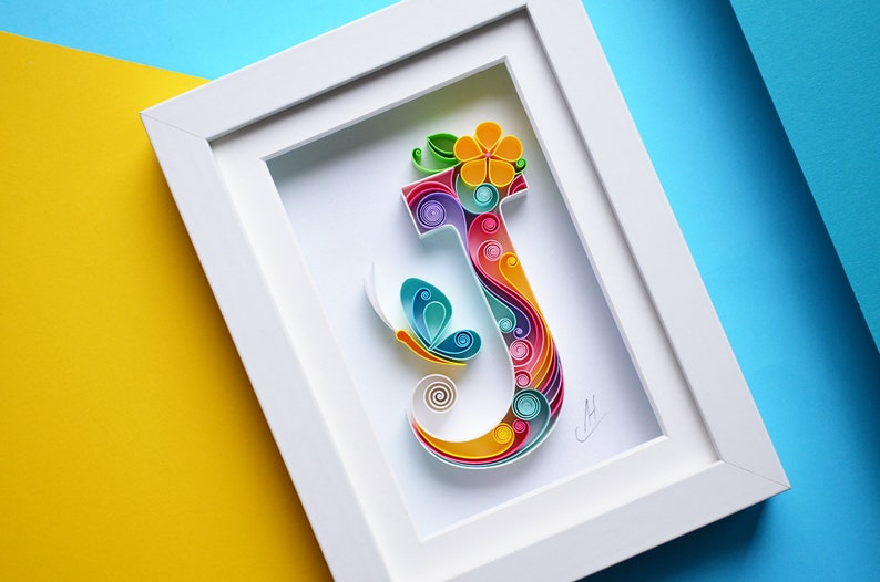 J Quilling wall paper art Letter J Paper art | Etsy