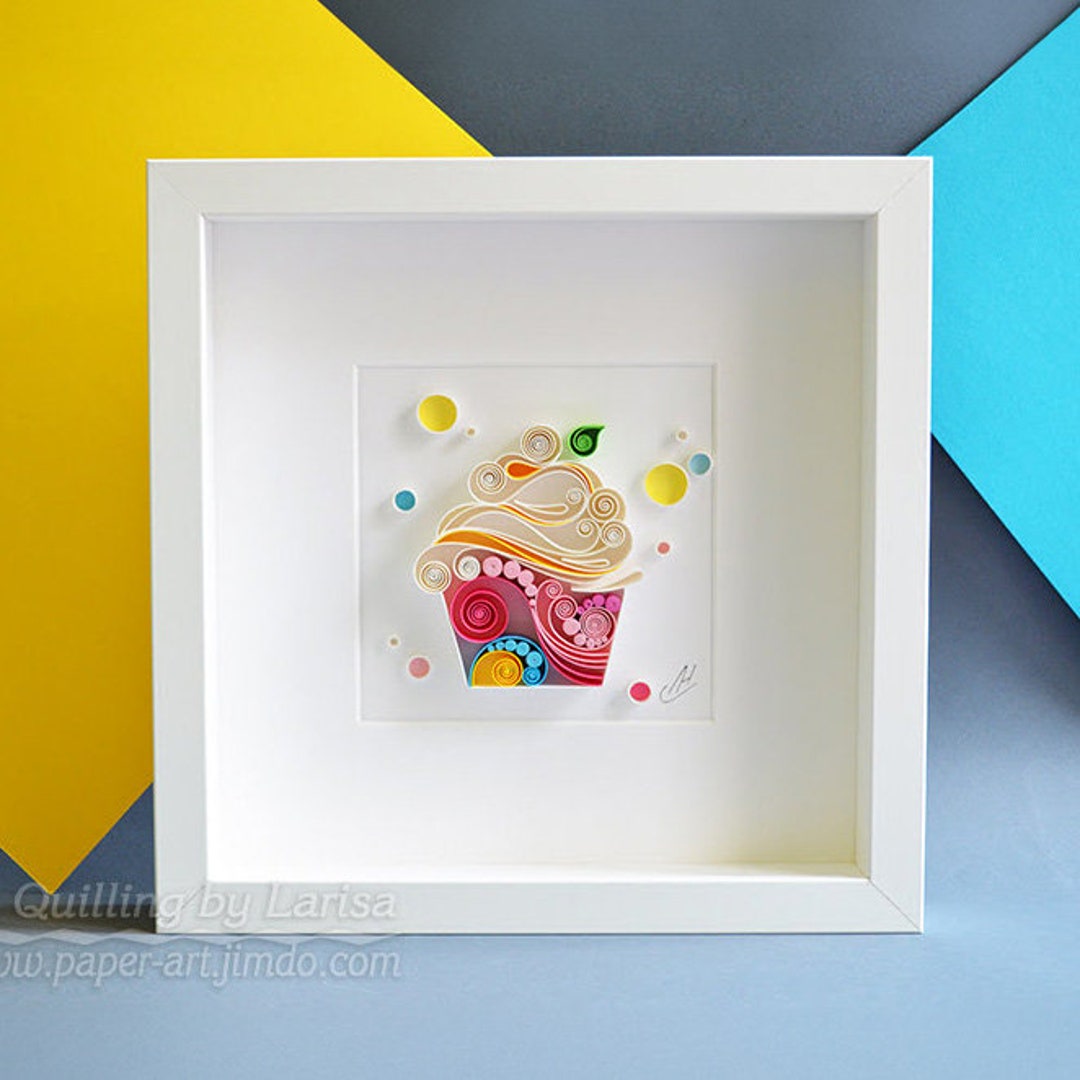 Handmade Cupcake Quilling Paper Art – Framed Birthday Gift - Etsy