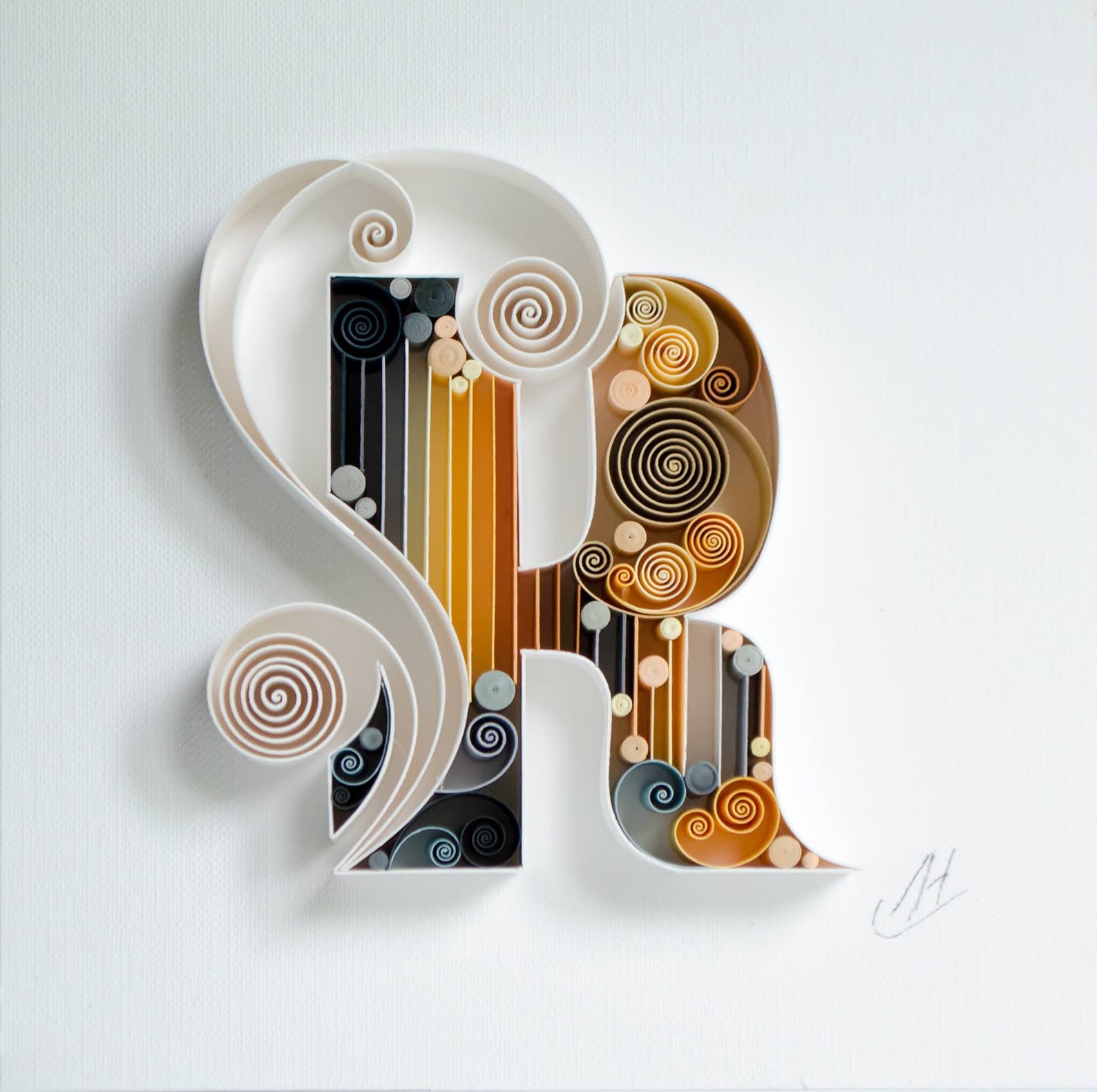 Letter R, Quilling Wall Paper Art, Monogram, Framed, Personalized ...