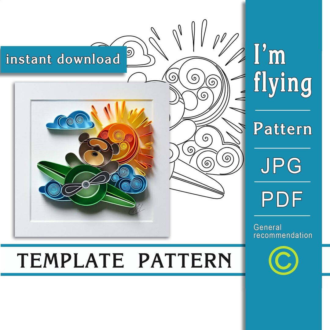 I'm Flying / Quilling Paper Art / ONLY Pattern / ONLY Template ...