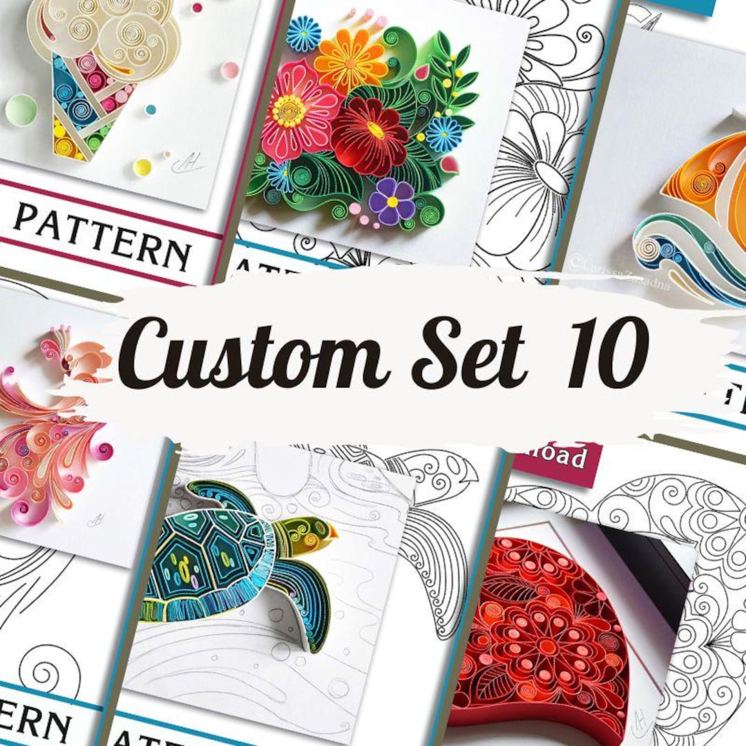 Custom Paper Quilling Pattern Bundle, 10 Digital Art Templates ...