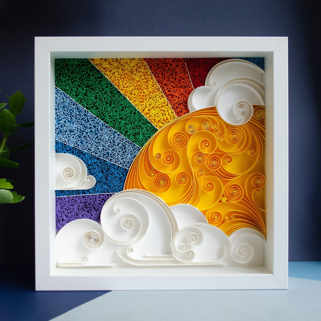 Rainbow Sun and Clouds / Quilling Paper Wall Art - Etsy