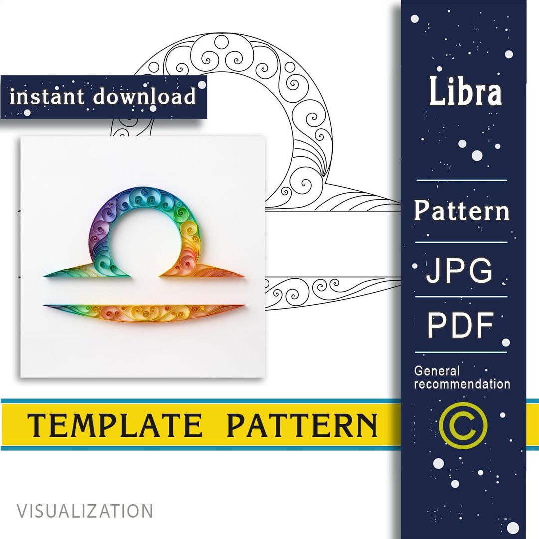 Libra Zodiac Quilling Template – Paper Craft Pattern (PDF & JPG ...