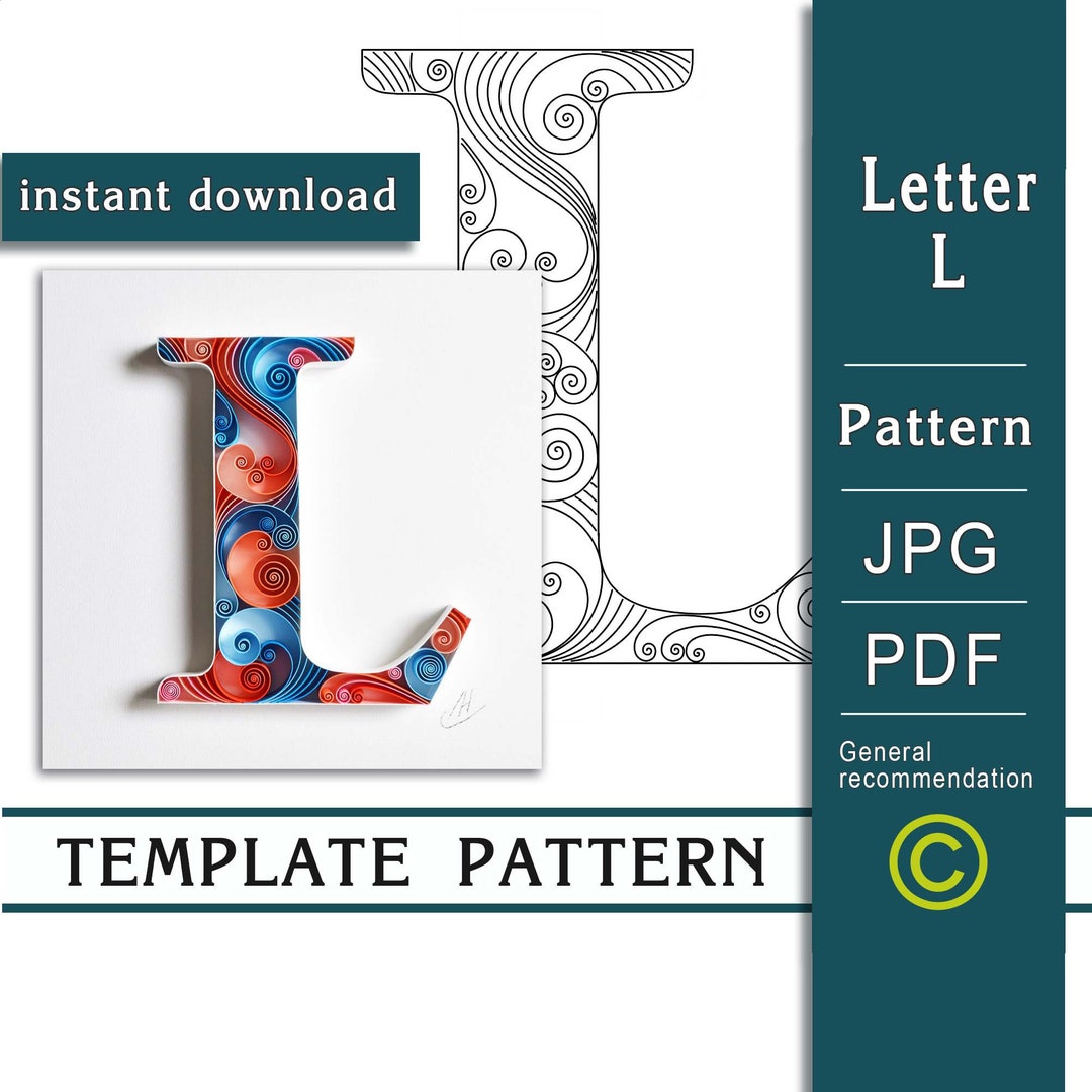 L / Quilling Paper Art / ONLY Template / ONLY Pattern / General ...