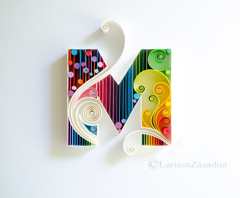 M Quilled Wall Paper Art Letter M Quilling Paper Art - Etsy