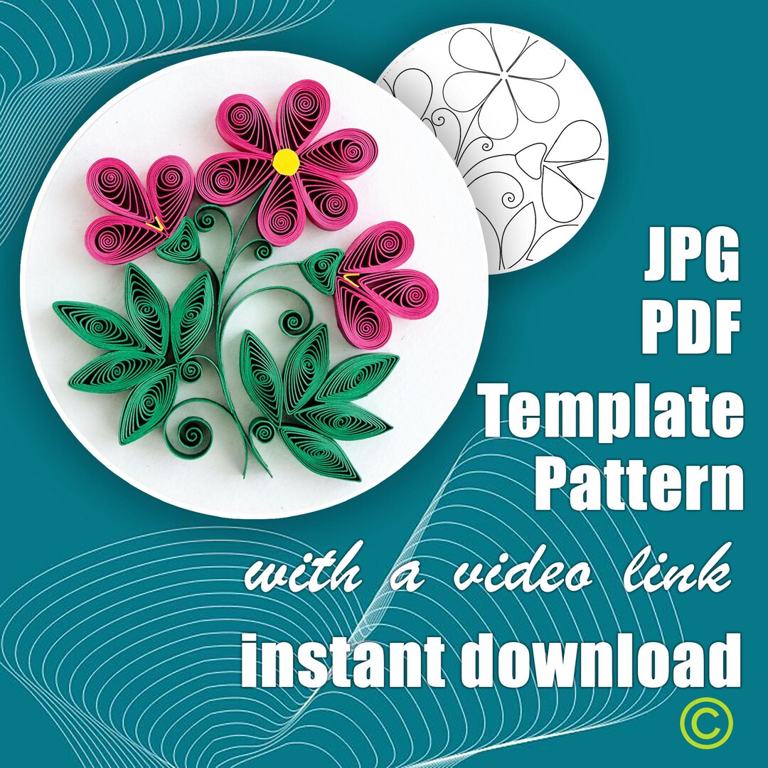 Quilling Flower Card Template – DIY Tutorial Paper Craft (PDF Pattern ...