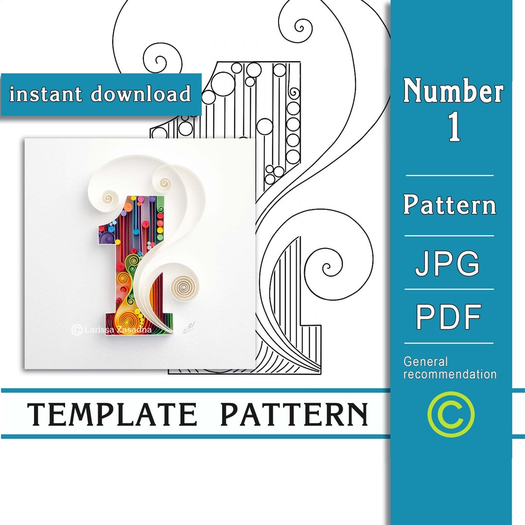 Number 1 / Quilling Paper Art / ONLY Pattern / ONLY Template / Instant ...