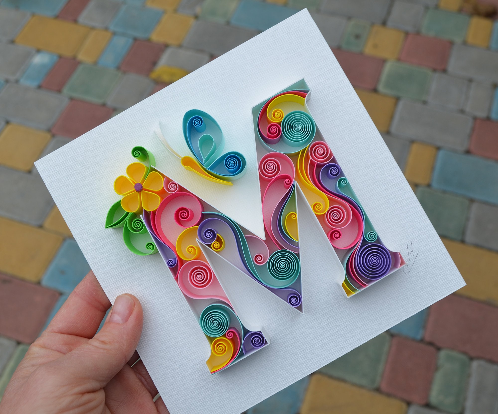Letter M Quilling Wall Paper Art Custom Framed Monogram - Etsy UK