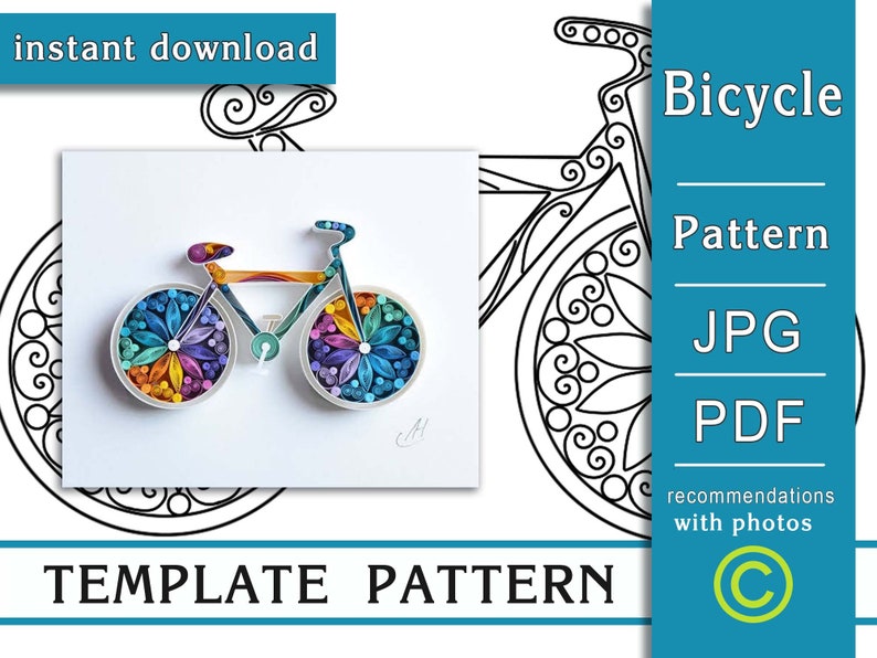 Bicycle / Bike / Quilling Paper Art / ONLY Template / ONLY - Etsy