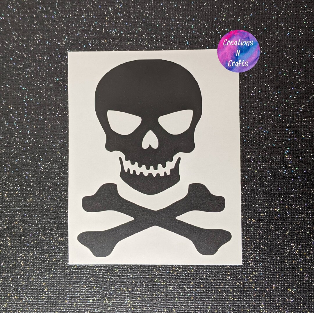 Skull and Crossbones Vinyl Decal, Skull and Crossbones Decal, Skull and ...